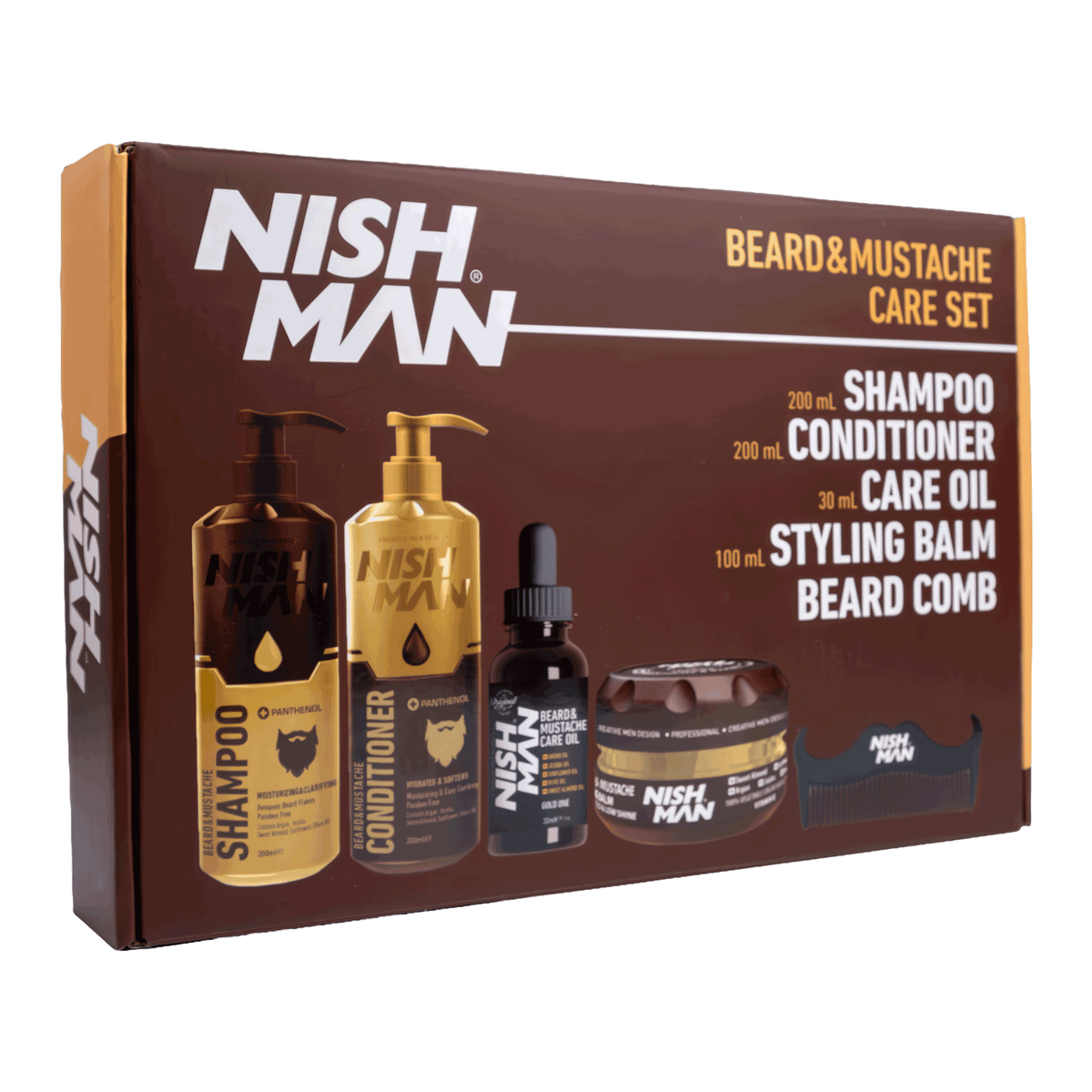 Nishman Beard Mustache Gift Set Cadeauset Gift Kappersleverancier